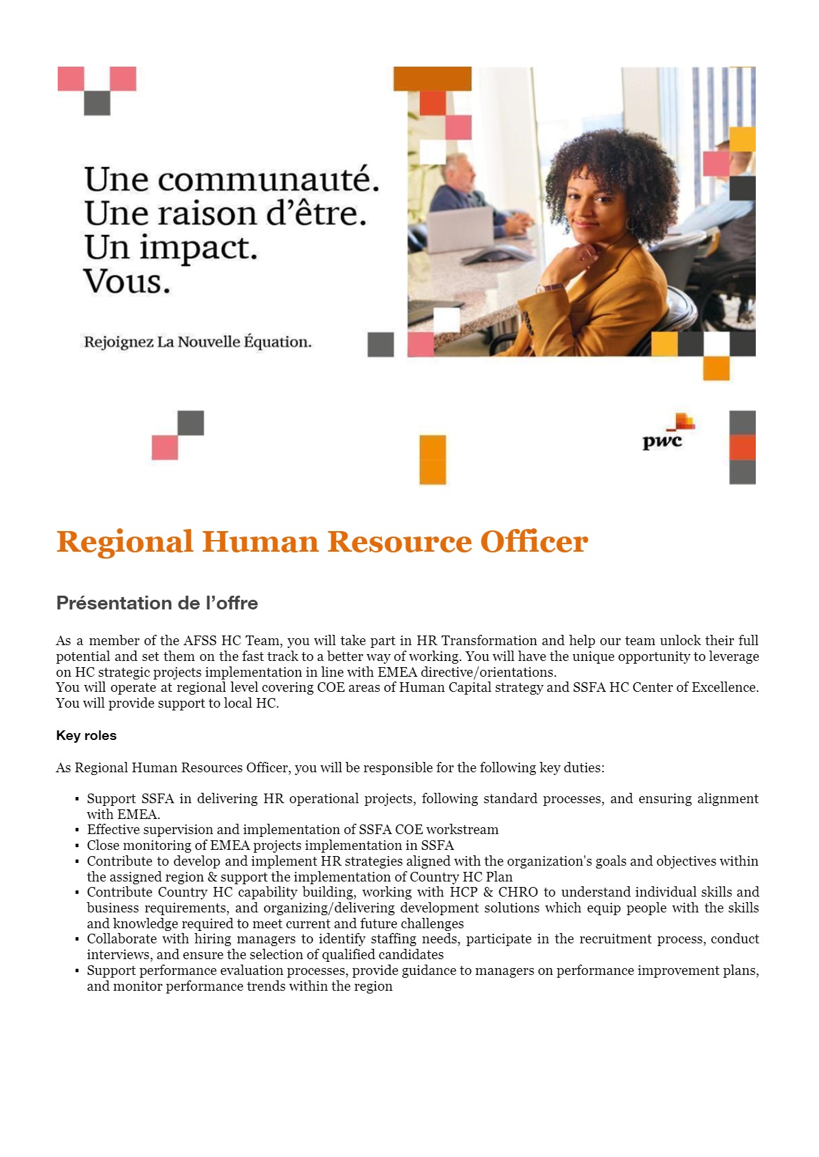 PwC Afrique Francophone Subsaharienne recrute un Responsable régional ... PwC Afrique Francophone Subsaharienne recrute un Responsable régional ...